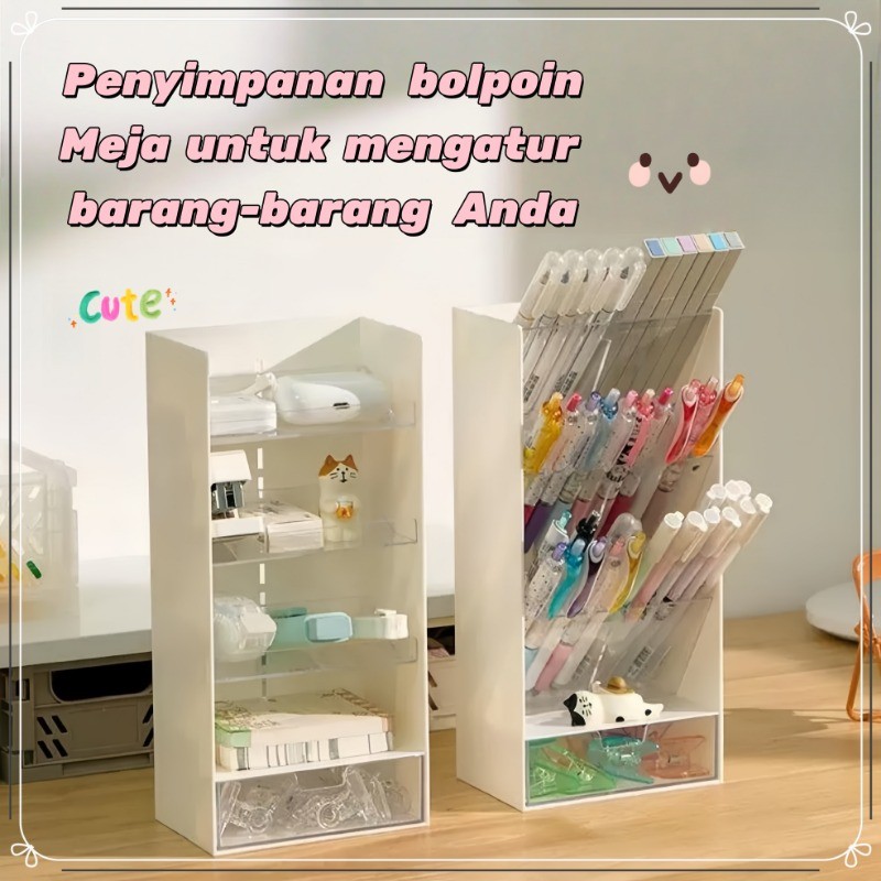 Jual Rak pensil Transparan serbaguna 5 Sekat PenHolder/Stationery ...
