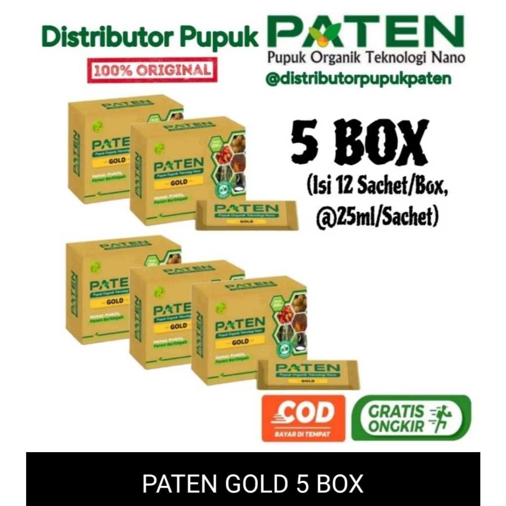 Jual Pupuk Paten Gold 5 Box Pupuk Organik Teknologi Nano Buah Lebat ...