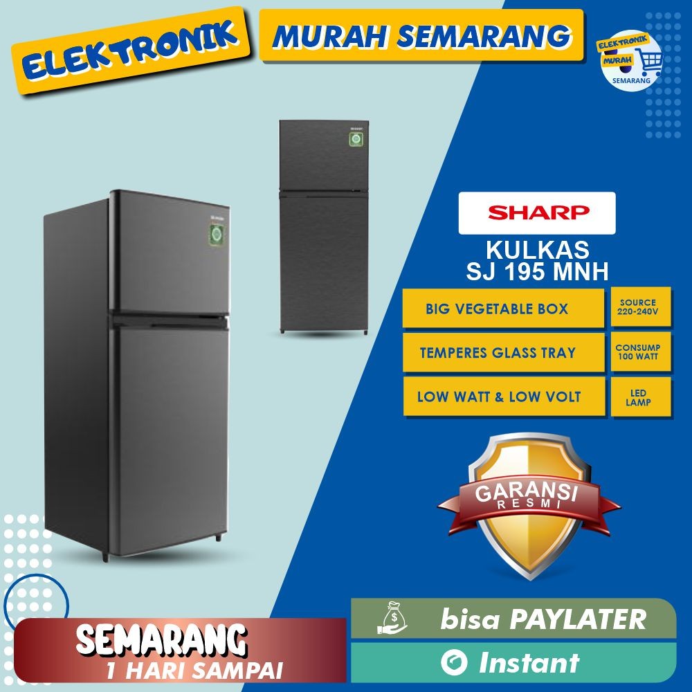 Jual SHARP KULKAS 2 Pintu 172 Liter SJ-195MNHS 48 Watt / LOW WATT SJ ...