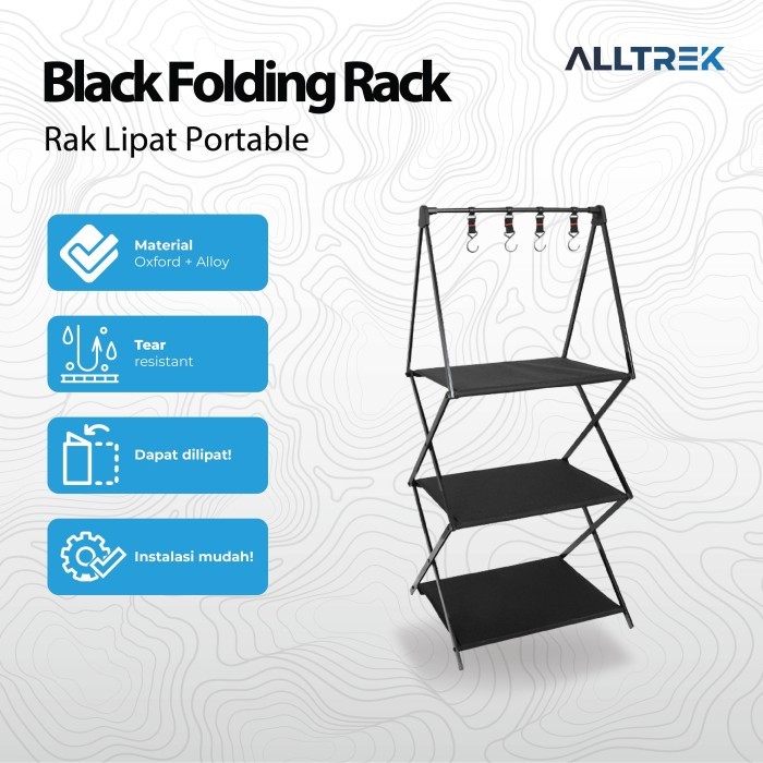 Jual ALLTREK Folding Rack Black Camping Rak Kain Lipat Multifungsi ...