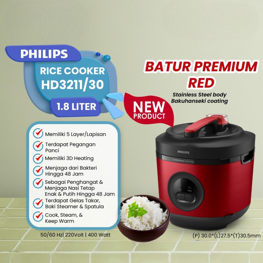 Jual MAGIC COM PHILIPS HD3211 | Rice Cooker Philips HD321 400n Watt | Shopee Indonesia