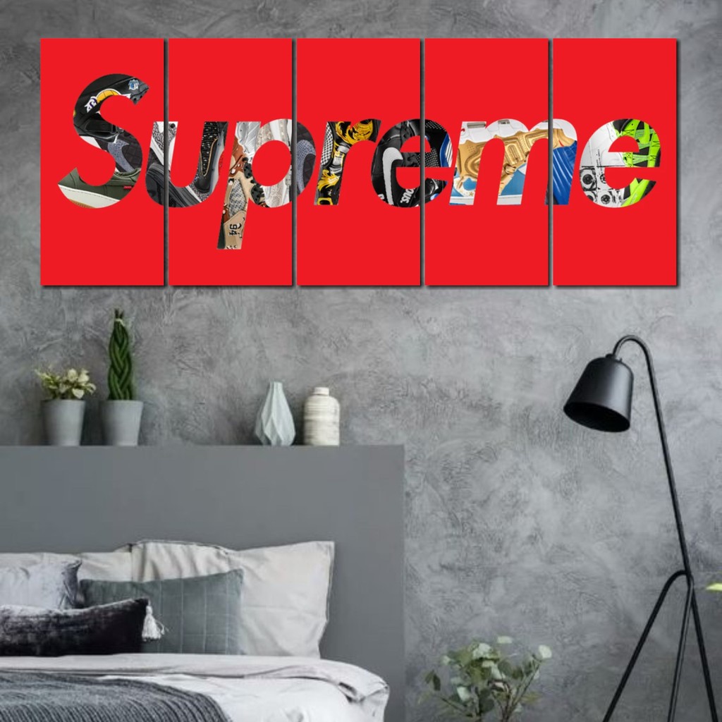Jual Poster Kayu brand Supreme custom 1set 5 75x30 Hiasan Dinding ...