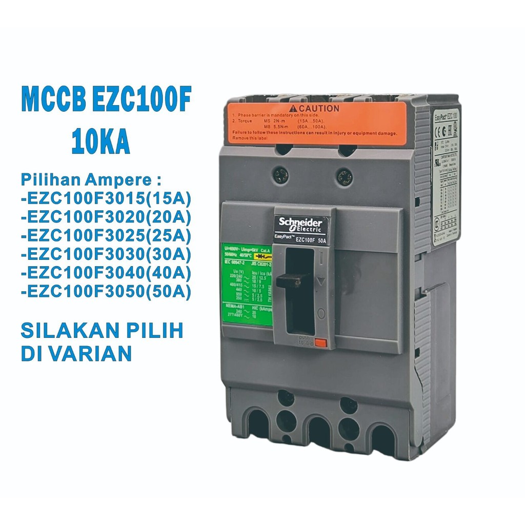 Jual MCCB/BREAKER EZC100F 3P 10kA 15A 20A 25A 30A 40A 50A BEST QUALITY. | Shopee Indonesia