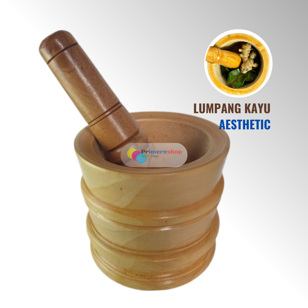 Jual Lumpang Kayu Sedang dan Alu Aesthetic / Lesung Tumbuk Kayu Estetik ...
