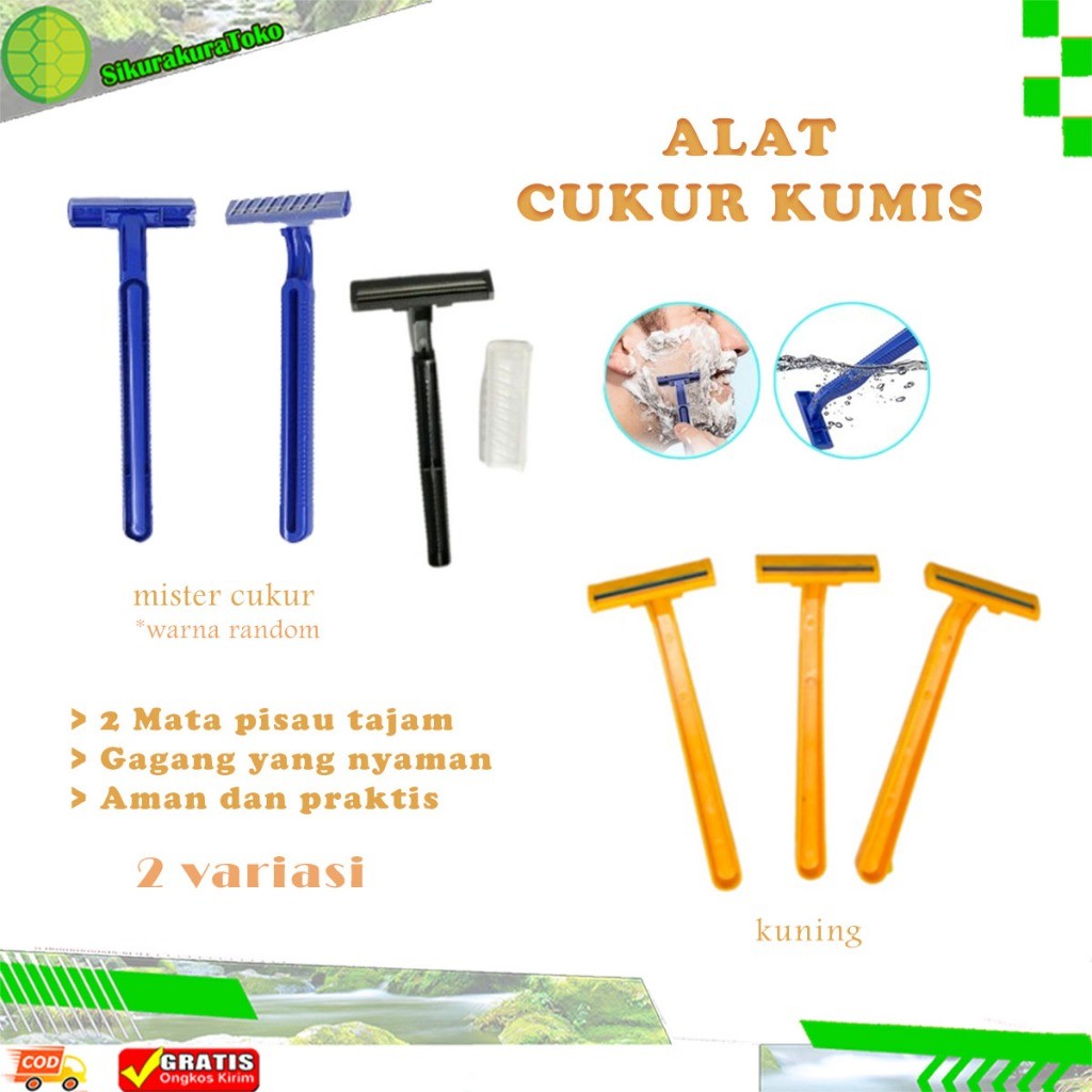 Jual (skr)Alat Cukur Kumis Dan Jenggot Biru 2 Mata pisau / silet ...