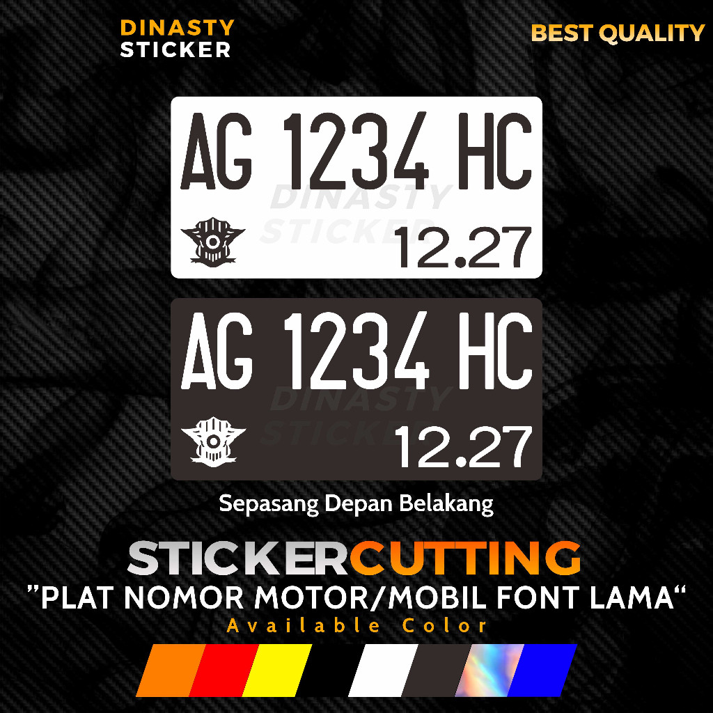 Jual STICKER STIKER CUTTING PLAT NOMOR MOTOR MOBIL FONT LAMA SEPASANG ...