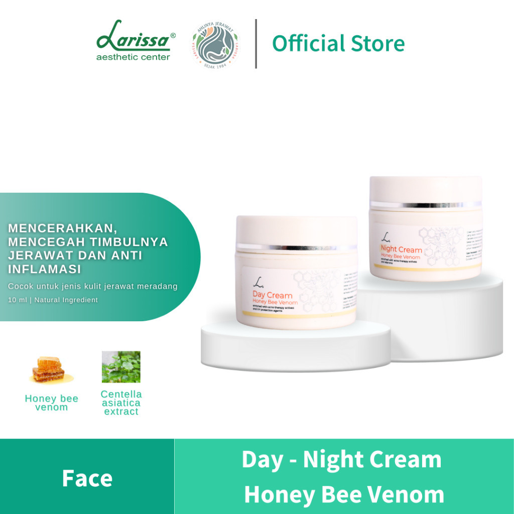 Jual Larissa Day Night Cream Honey Bee Venom Acne Krim Pagi dan krim Malam Untuk Kulit ...