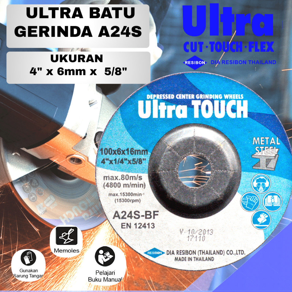 Jual BATU GERINDA ULTRA TOUCH GRINDING WHEEL TYPE A24S 100mm (4") 6mm x ...