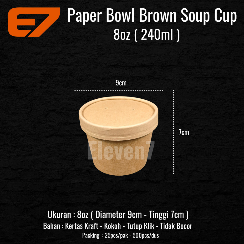 Jual Paper Cup Brown Kraft 8oz + Tutup - Soup Cup, Ice Cream Cup Gelas 240ml | Shopee Indonesia