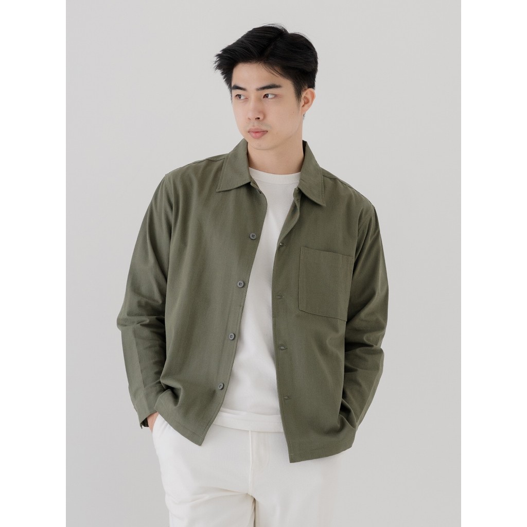 Jual Hey Man Linen Blend Overshirt Relaxed Fit | Outer Pria Lengan ...