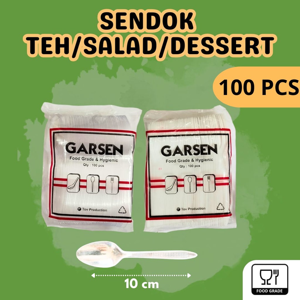 Jual (100 pcs) Sendok Teh Plastik Bening/Putih/sendok salad/sendok ...