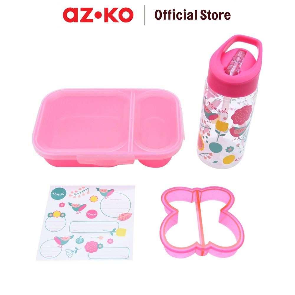 Jual AZKO Smash Set 4 Pcs Kotak Makan Anak 2 Sekat Bird - Pink Lunch ...