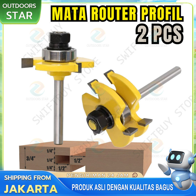 Jual Mata Router Tongue & Groove 2 PCS for Trimmer Panel Kayu ...