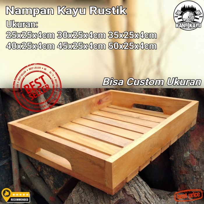 Jual Nampan kayu Rustik jati/mahoni handle 25-50x25x4cm Wooden Tray ...