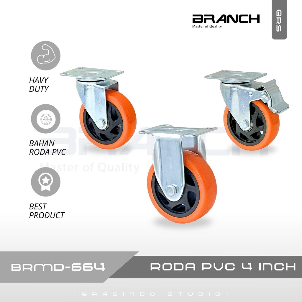 Jual MM Roda Caster Pvc 4 Inch Havy Duty / Roda Troli 4 Inch / Roda ...