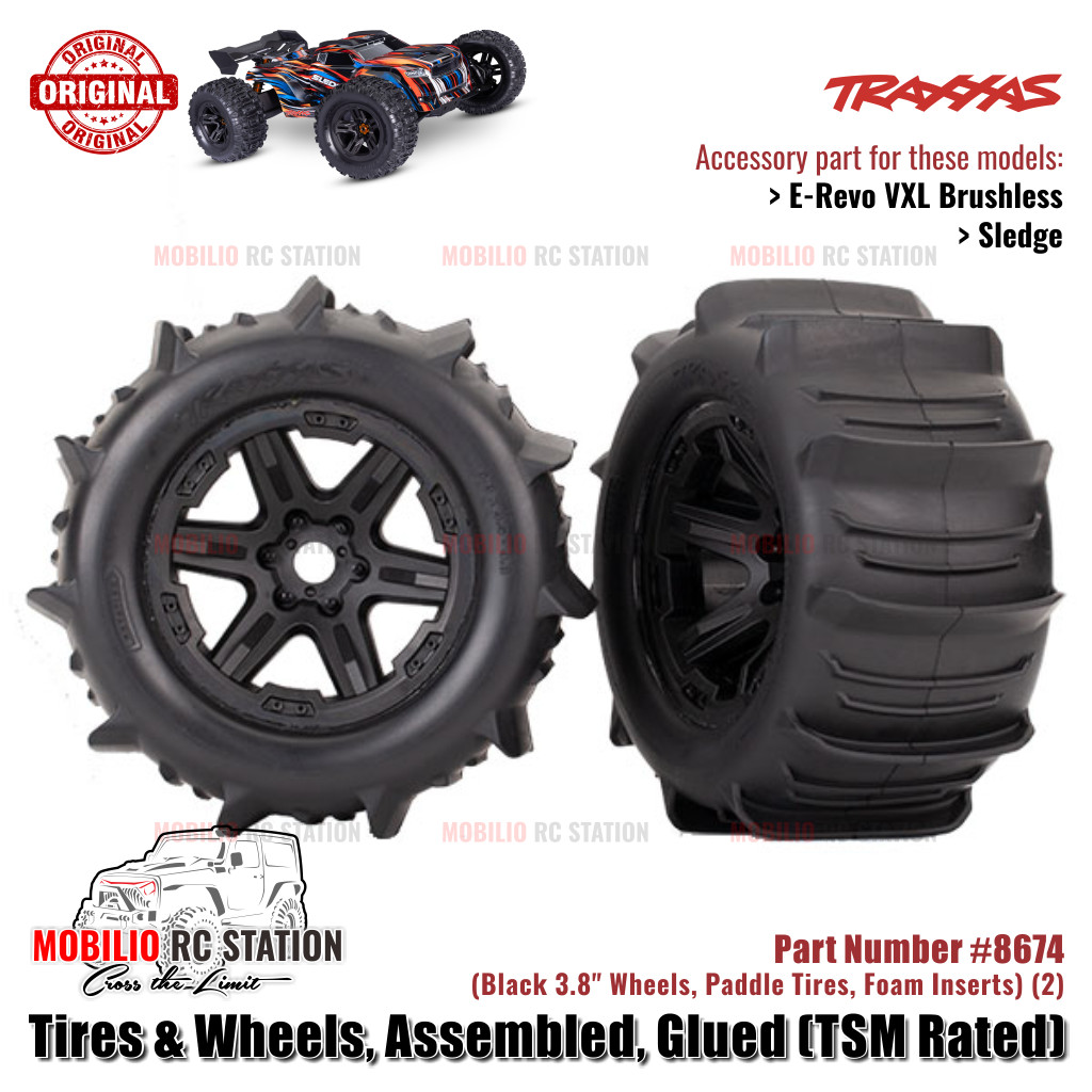 Jual Traxxas Part #8674 Paddle Tires & Wheels Assembled Glued TSM Rated ...