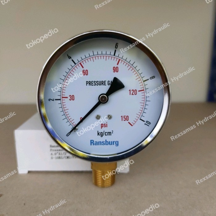 Jual BB99 PRESSURE GAUGE 4 inch-10 BAR(KG/CM2) RANSBURG RBS 1005 (BLACK STEEL) | Shopee Indonesia