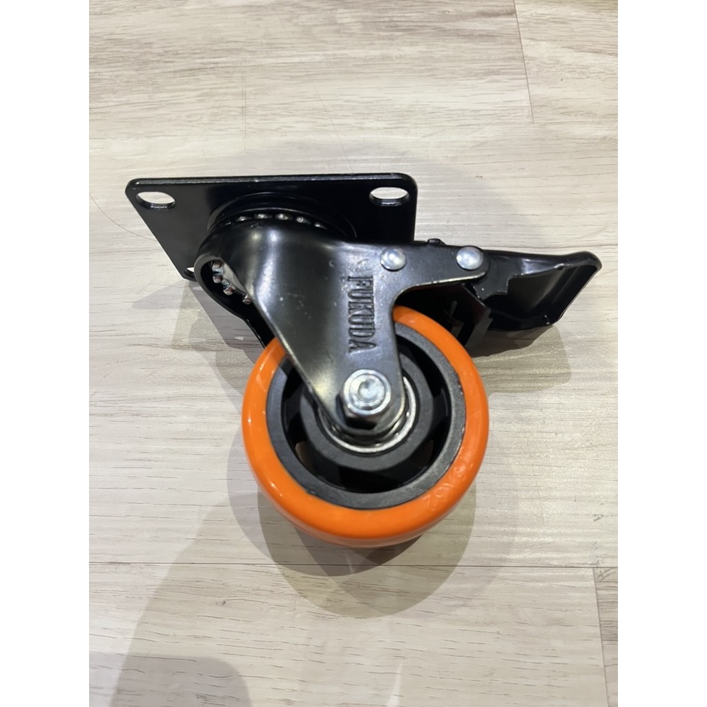 Jual Roda CASTER / Roda Etalase / Roda Troli Orange Hidup + Rem 3 inch ...