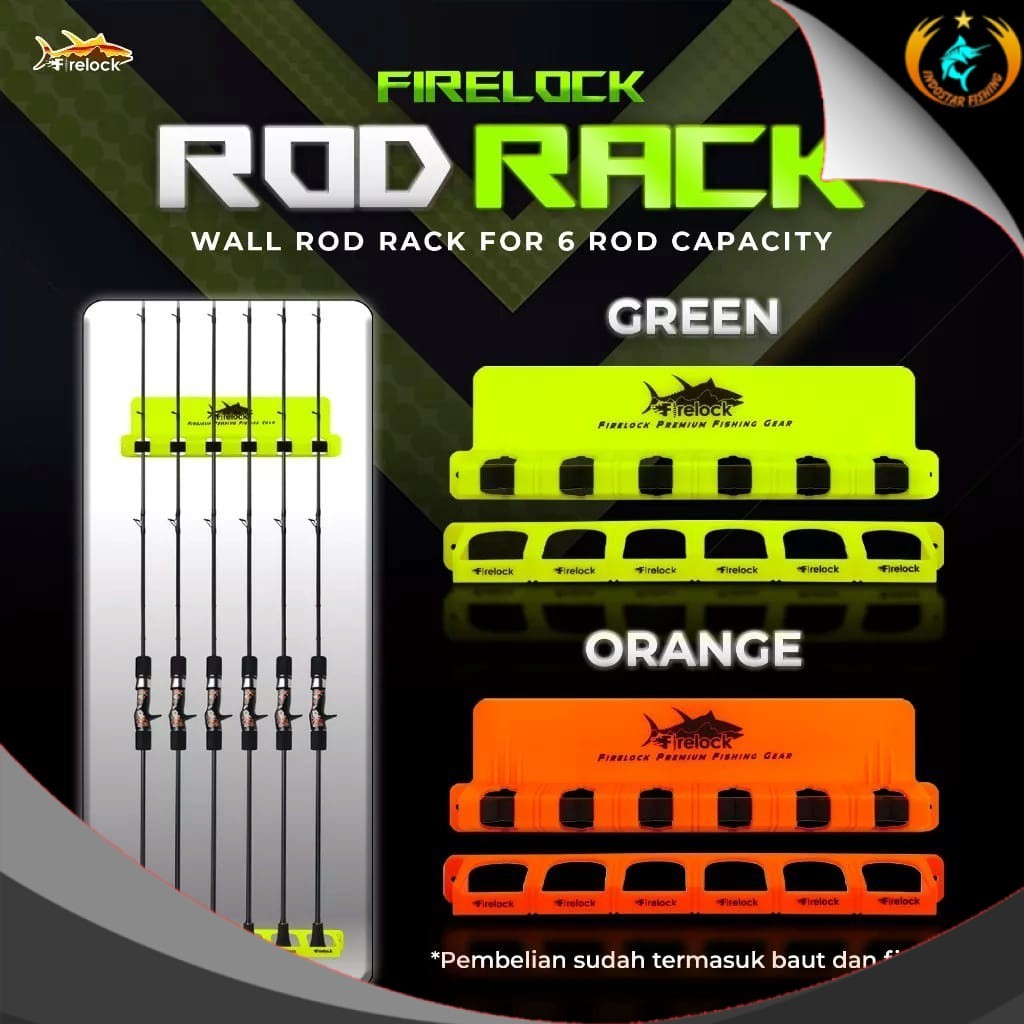 Jual Rod Rack Firelock Tempat Rak Gantung Joran Tempel Dinding 6 Slot ...