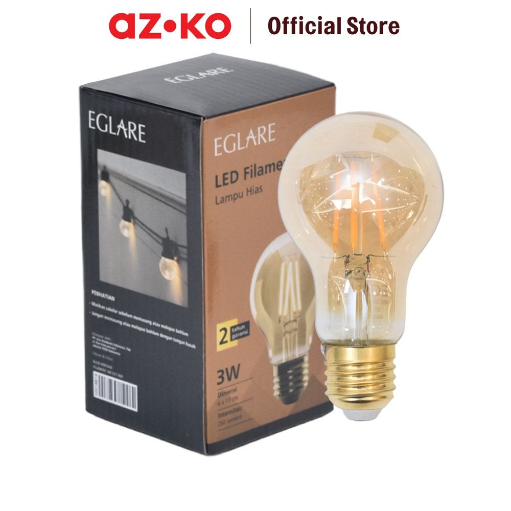 Jual AZKO Krisbow Bohlam Led Filamen Vintage 3 watt Warm White A60 ...