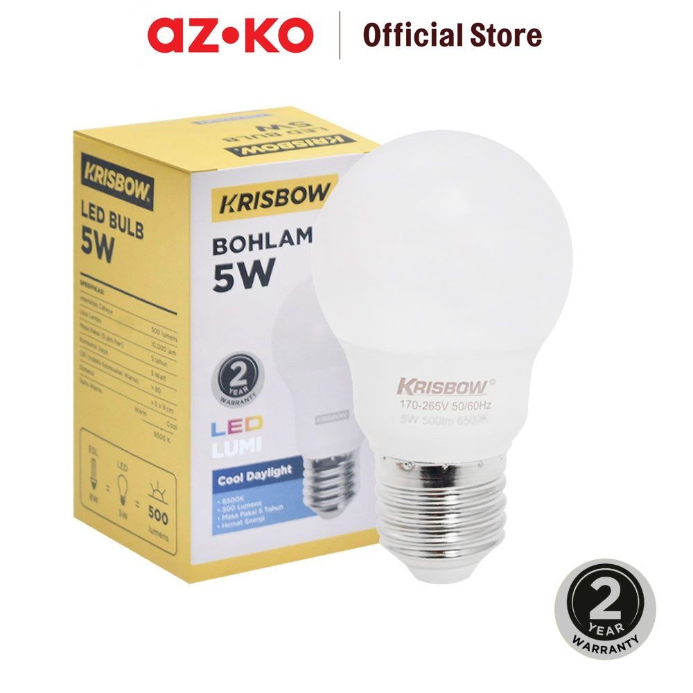 Jual AZKO Krisbow Lumi Bohlam Led 5 watt Cool Daylight - Putih Bulb ...