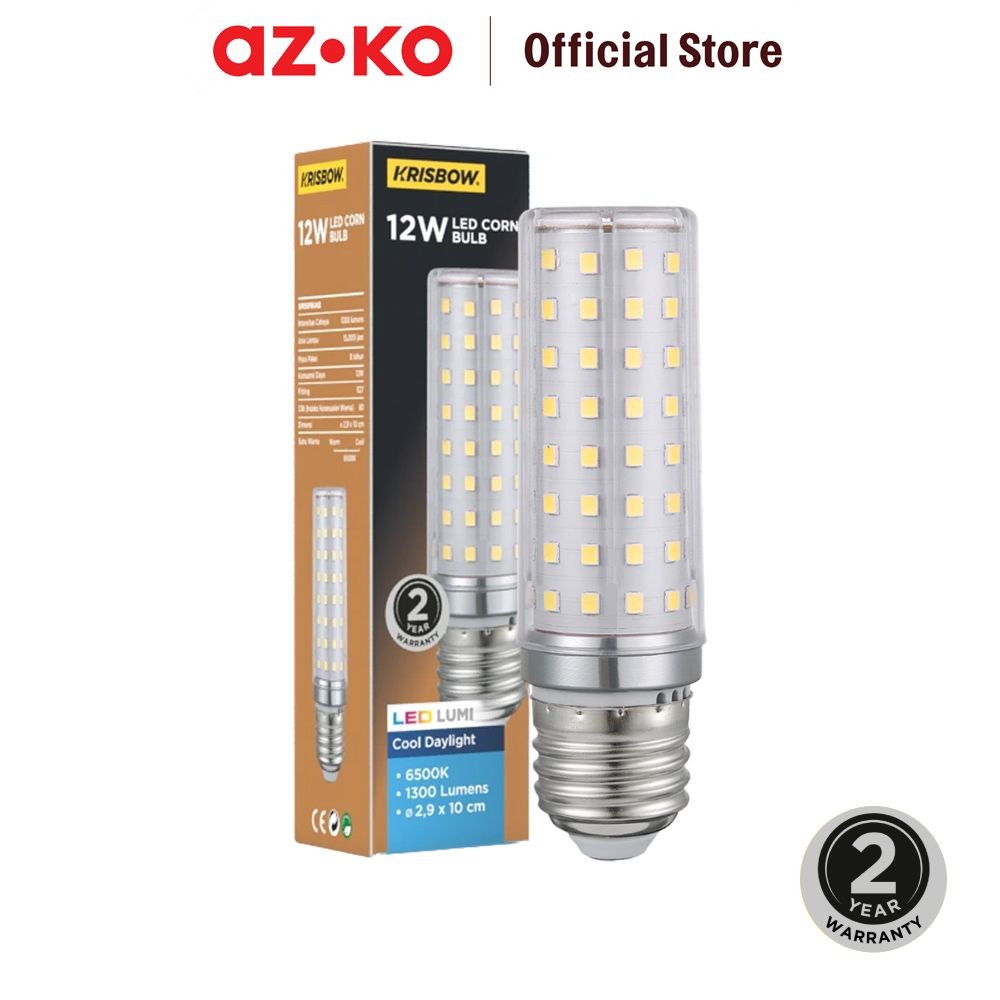 Jual AZKO Krisbow Bohlam Led 12 watt Cool Daylight E27 - Putih Bulb Lampu Cahaya Putih Indoor ...