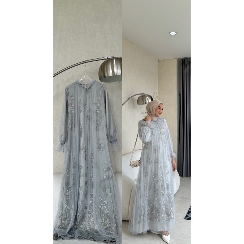 Jual Dress Brukat Kondangan Revina Dress / Baju Gamis Lebaran Wanita Terbaru 2025 / Gamis Pesta ...