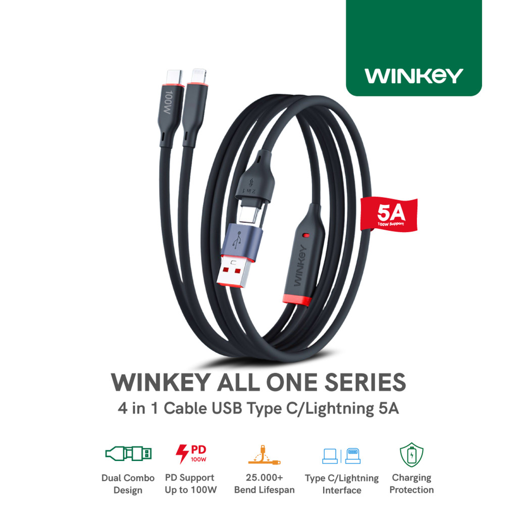 Jual WINKEY Kabel Data ALL ONE 4in1 Cable USB Type-C Lightning Iphone ...