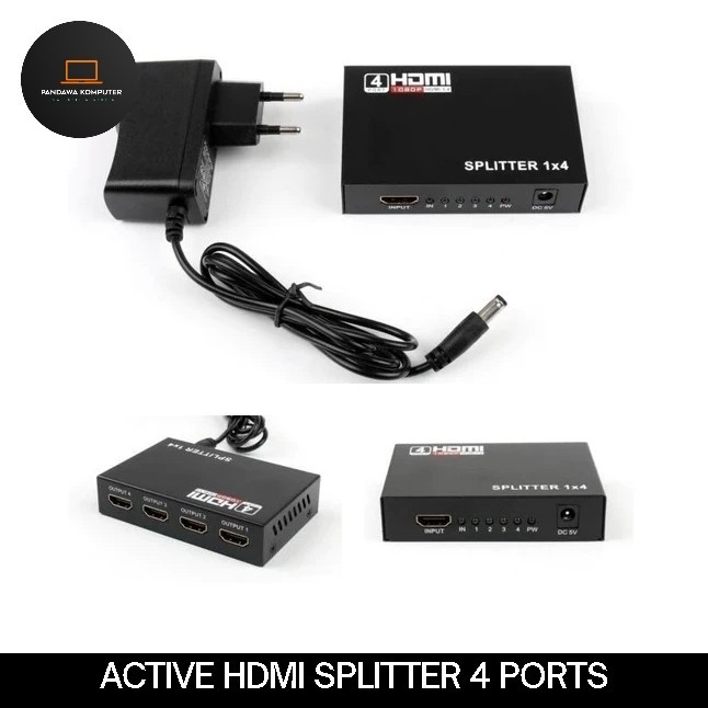 Jual Active HDMI Splitter 4 Port, Cabang HDMI Aktif 4 Channel dengan ...