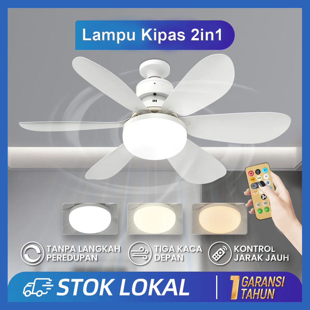 Jual Kipas Angin Plafon 2in1Lampu Kipas Angin LED Multifungsi Dengan ...
