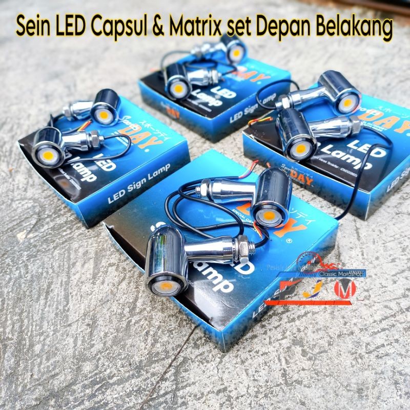 Jual Sein Bulat LED Bulat 2 Warna Kuning Biru Chrome Set Depan Belakang Model Capsul Model ...