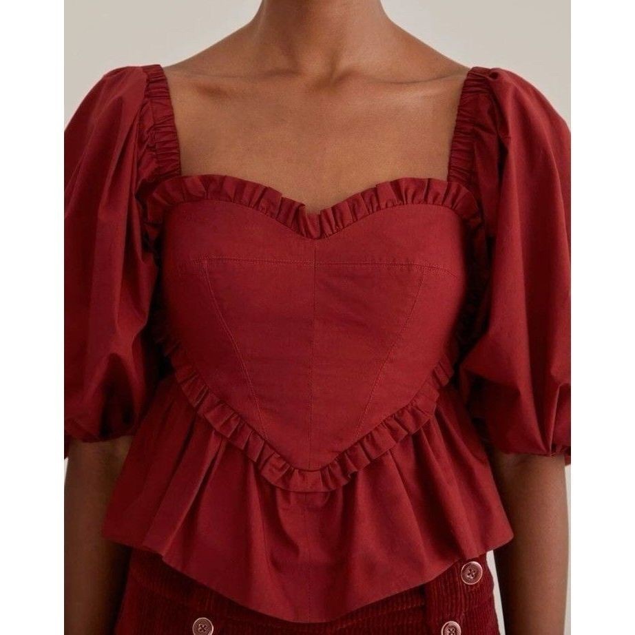 Jual ZENKE - ZRX BLOUSE RENAKA PUTIH MAROON LAMBANG CINTA / LOVE BONITO ...