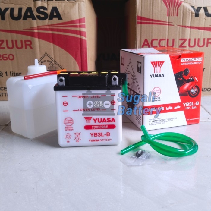 Jual Aki Motor YUASA YB3L-B GM3-3B Accu Basah 12volt 3Ah | Shopee Indonesia