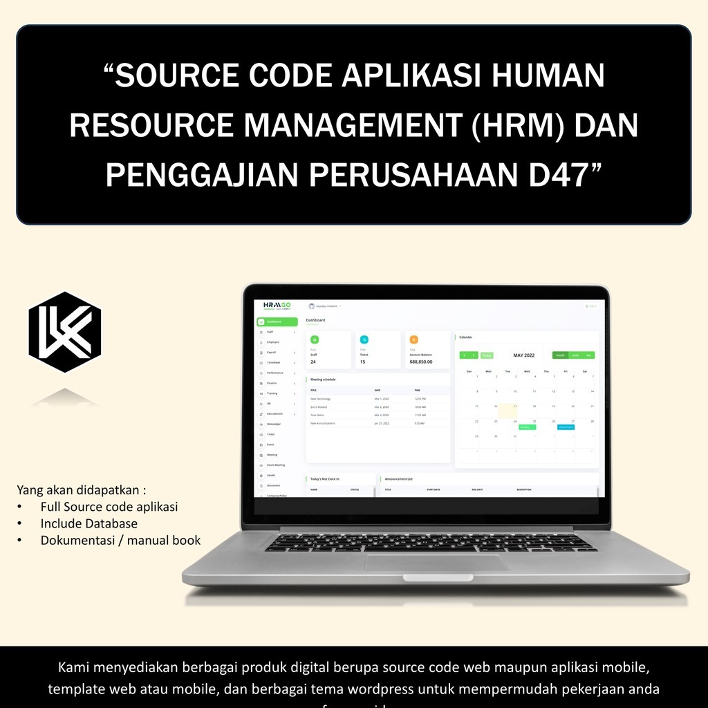 Jual SOURCE CODE APLIKASI HUMAN RESOURCE MANAGEMENT (HRM) DAN PENGGAJIAN PERUSAHAAN D47 | Shopee ...