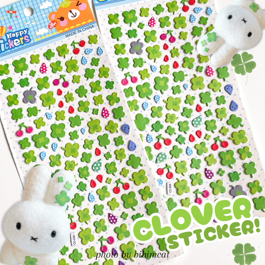 Jual Bibimcat - Clover Sticker Timbul Foam / Stiker 4 Leaf Clover ...