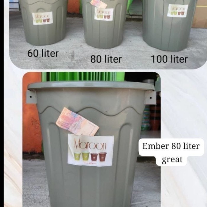 Jual BEST PROMO!!! Ember 30,40,50,60,80 100 Liter Maroon Abu Great Tong Tutup Besar Awet Tahan ...