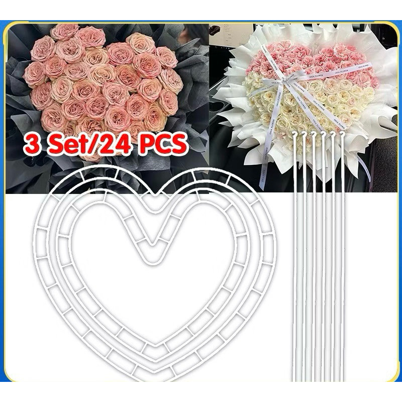 Jual 3 Set/Paket Flower Arrangement Stands Heart Shaped Reusable ...