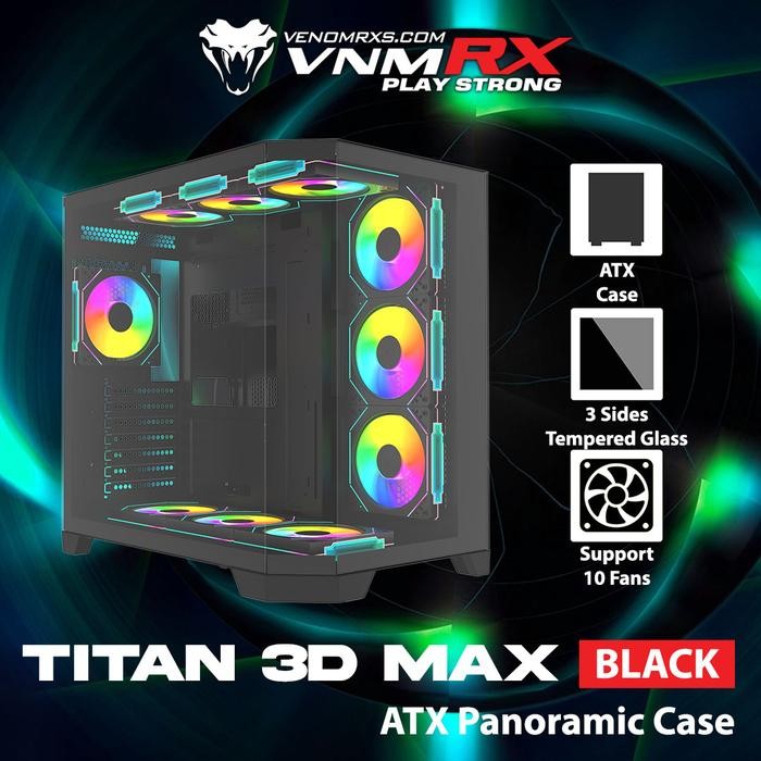 Jual VenomRX Casing PC Titan 3D Max Black ATX | Shopee Indonesia