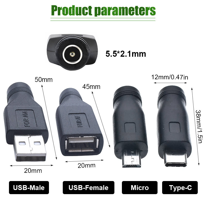 Jual Converter Colokan DC 5.5x2.1 Female ke Micro USB/Type C/USB ...