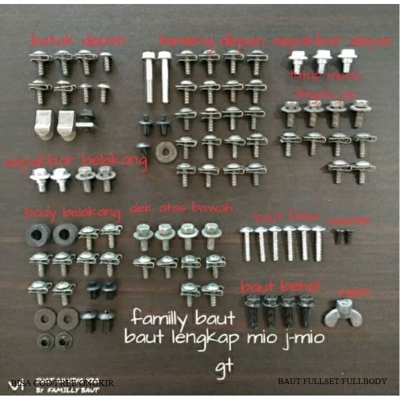 Jual Baut Motor Baut full body motor (lengkap) Yamaha Mio J | Shopee ...