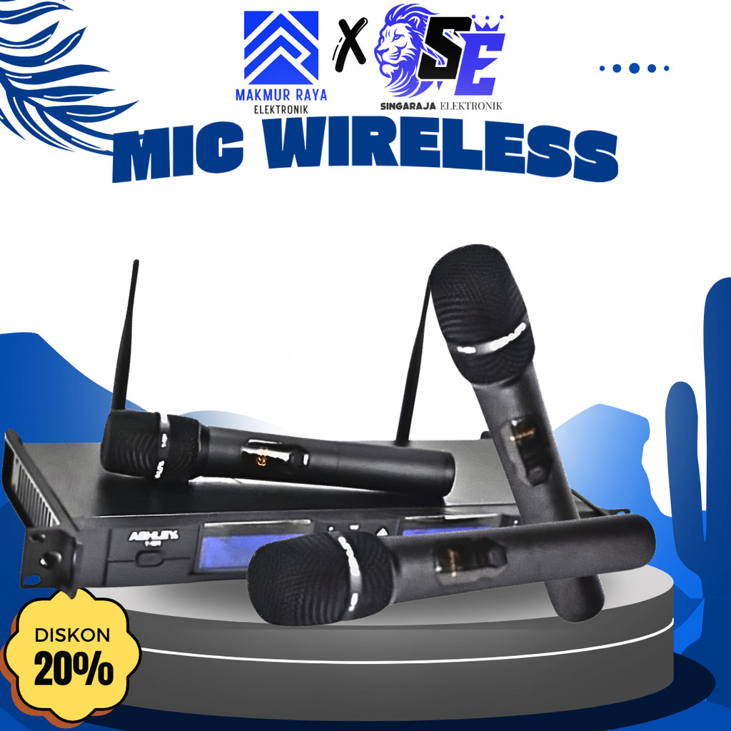 Jual Ashley Mic Wireless T101 2 Handheld Microphone Jarak 100 Meter ...