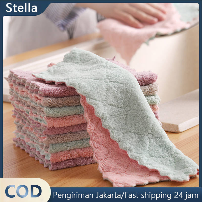 Jual 1PC Kain pencuci piring microfiber dua sisi / kain pembersih dapur ...