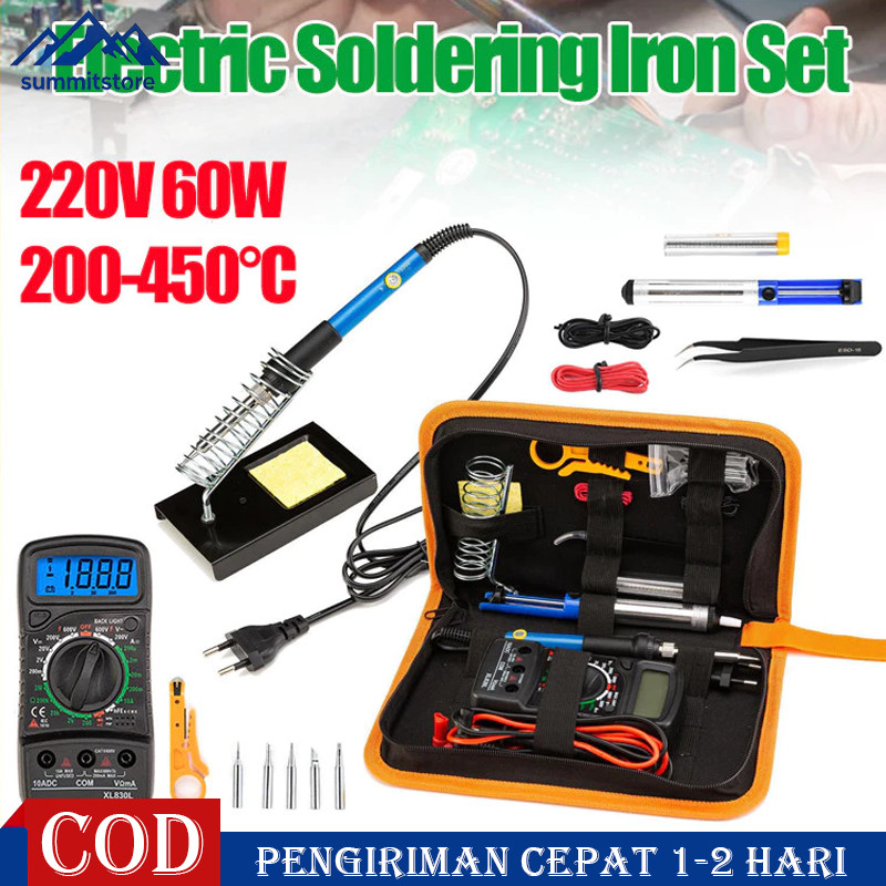 Jual Set Solder Listrik Lengkap dengan Multimeter Iron Tool Kit 220V 60W/80W/Solder Listrik ...