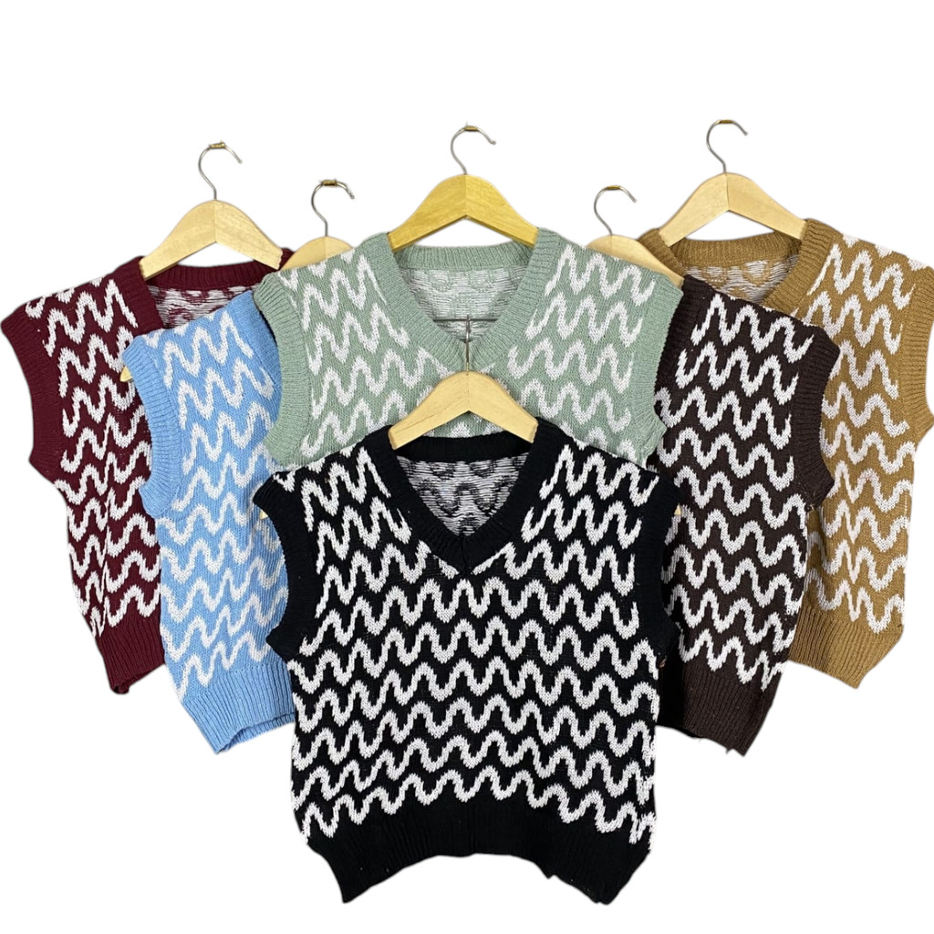Jual Vest Rajut Gelombang/Rompi Rajut Gelombang | Shopee Indonesia