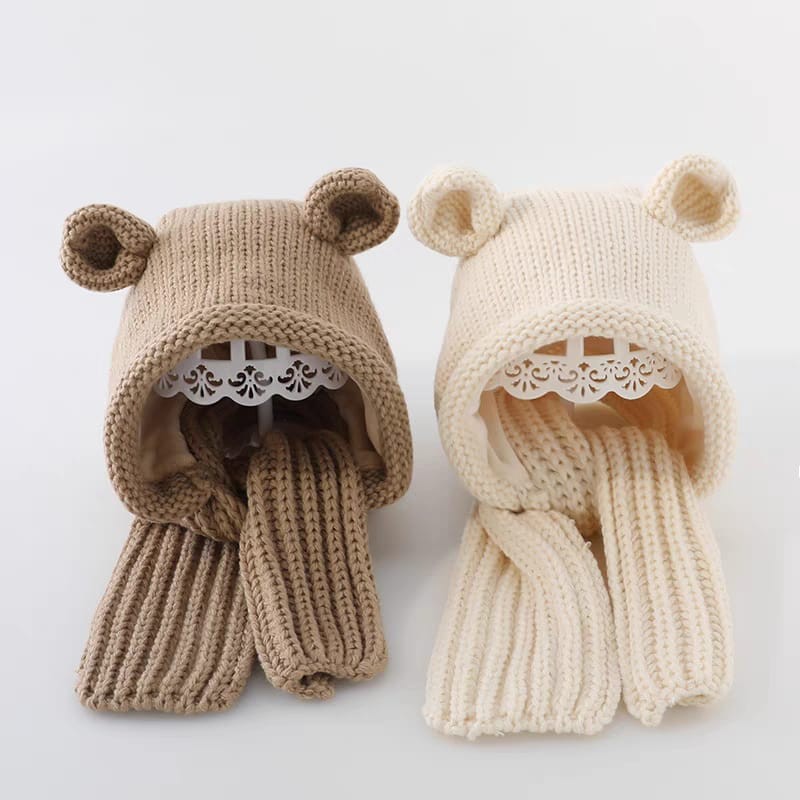 Jual ( OTH1193 ) Topi kupluk scarf syal leher one piece winter musim ...