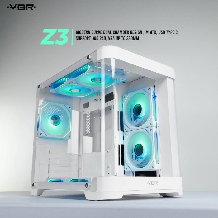 Jual VBR Z-3 Dual Chamber With USB Type-C M-ATX Gaming Case - Putih ...
