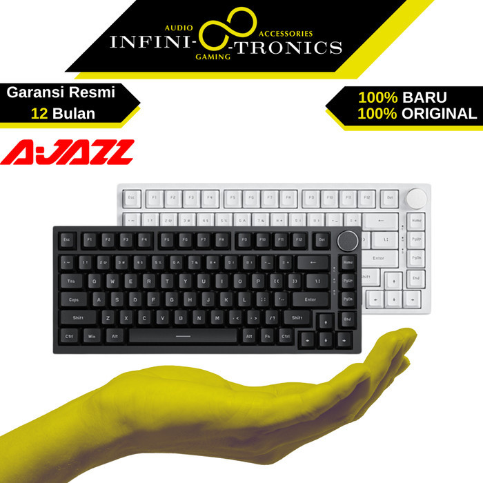 Jual Ajazz AK820 Monochrome 75% Mechanical Keyboard Wired White/Blue ...