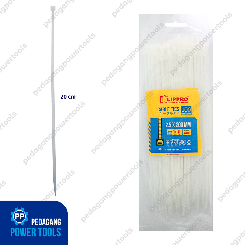 Jual LIPPRO Kabel Tis 2.5 x 200 mm Putih Panjang 20 cm Nylon Cable Ties Tali Pengikat Strap ...