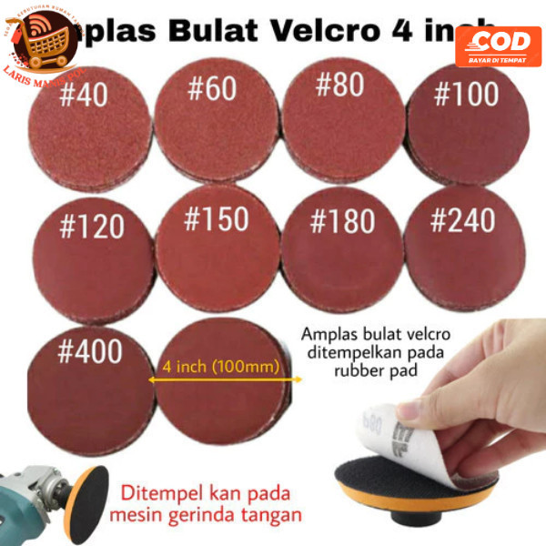 Jual LMP 10pcs Amplas Bulat 4inch Ampelas Alat Penghalus kayu besi ...