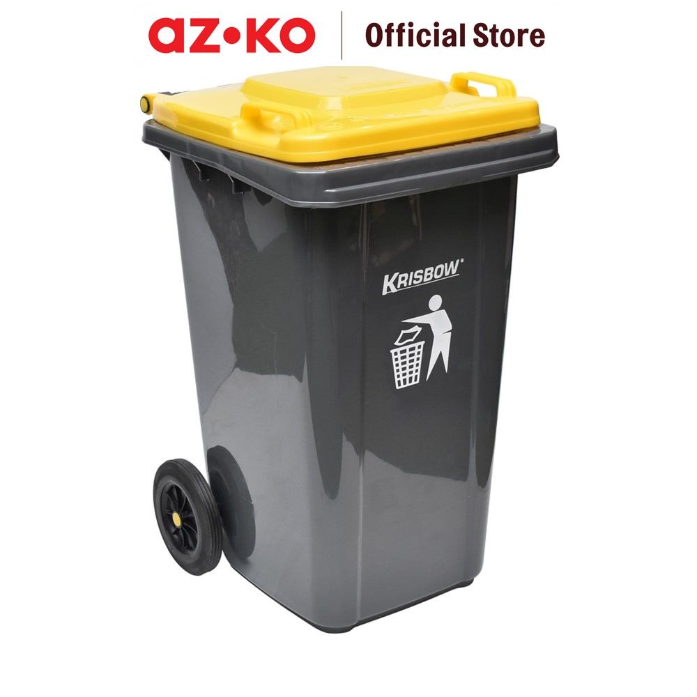 Jual AZKO Krisbow 100 ltr Tempat Sampah Plastik Outdoor Dengan Roda - Kuning Tong Sampah Wadah ...